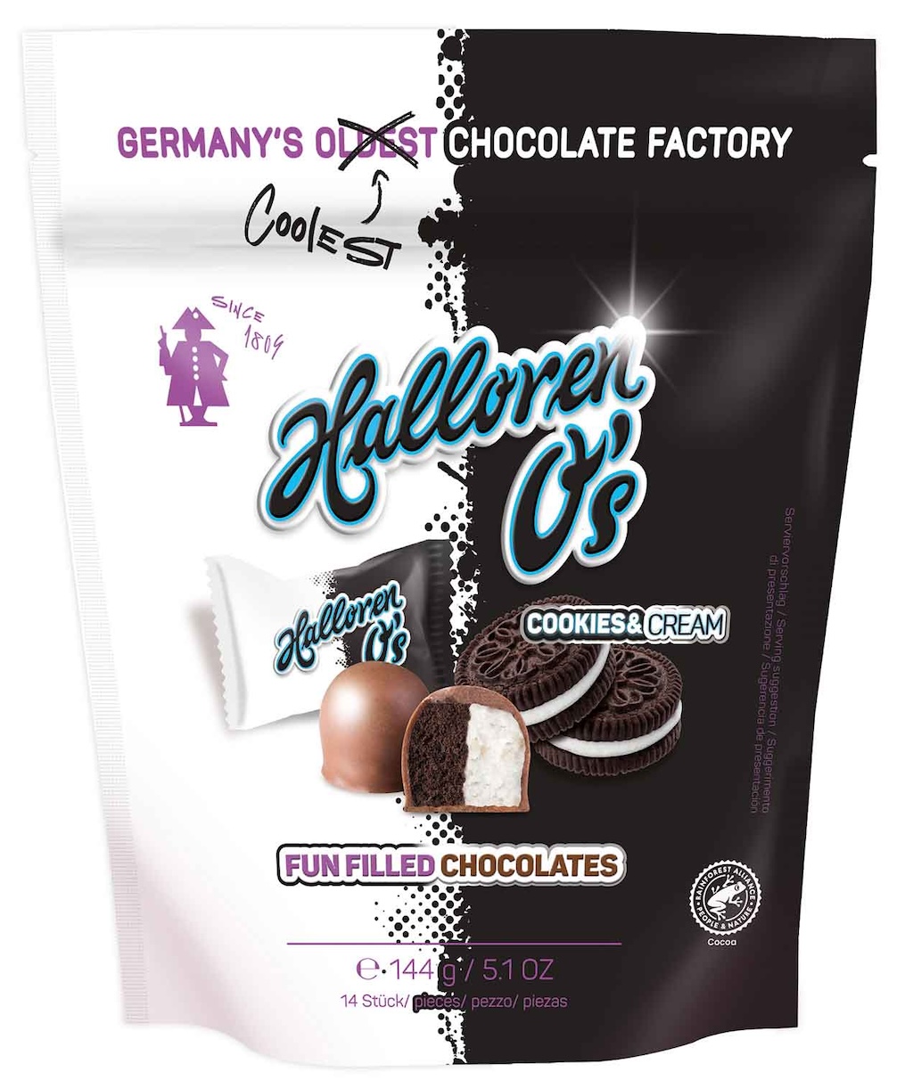 Halloren O Cookies+Cream Pouch 144g - naschkater.com - das Süßigkeiten ...