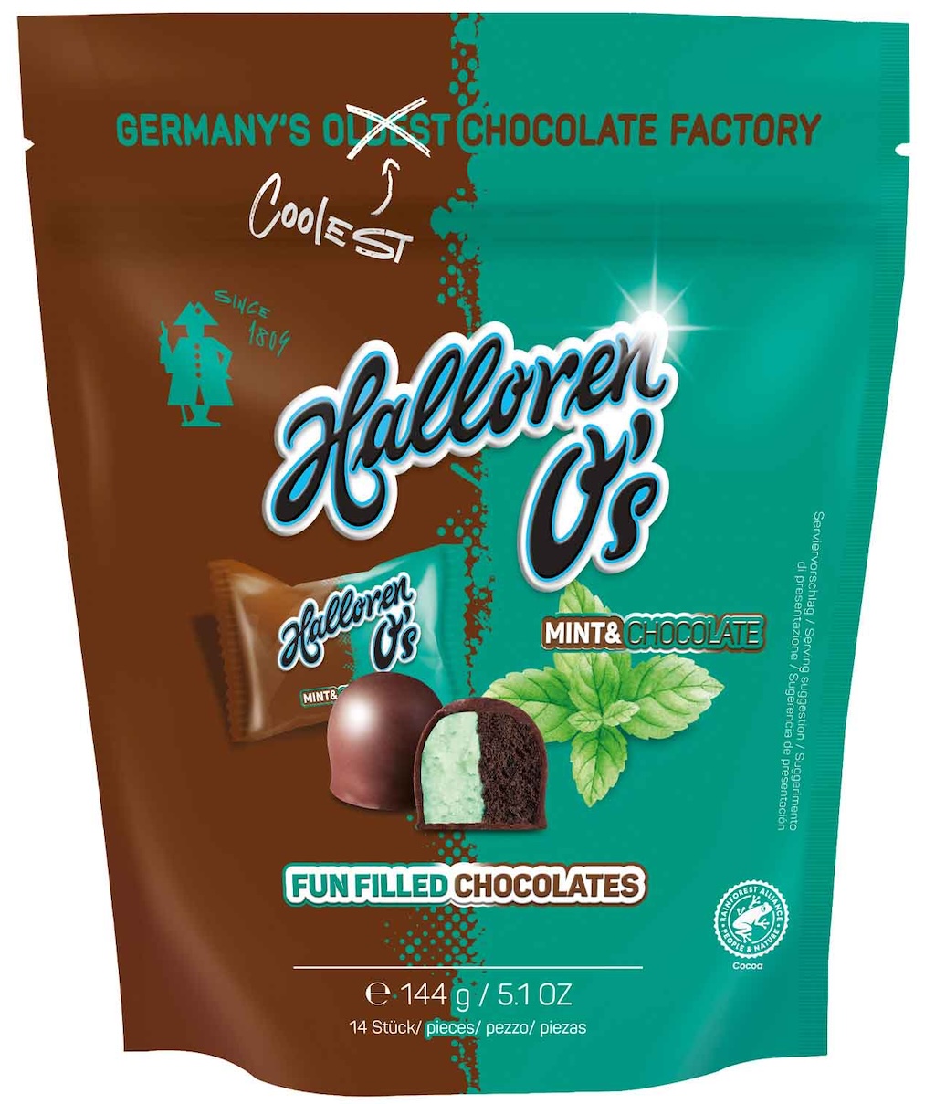 Halloren O Minz+Chocolate 144g Pouch - naschkater.com - das Süßigkeiten ...