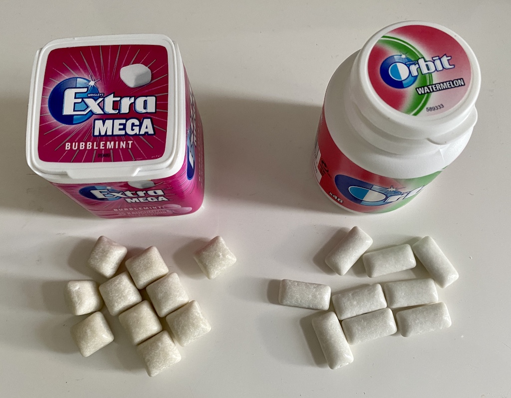 Wrigley Extra Mega Bubblemints und Orbid Watermelon ohne Titandioxid im ...
