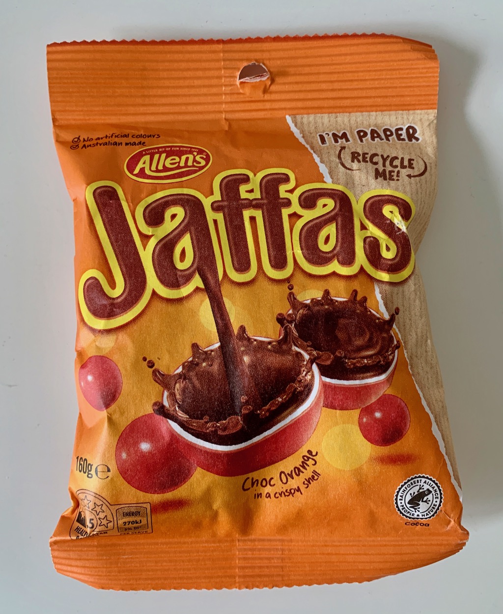 Nestlé Allen's Jaffas Choc Orange in a crispy Shell Paperbag ...