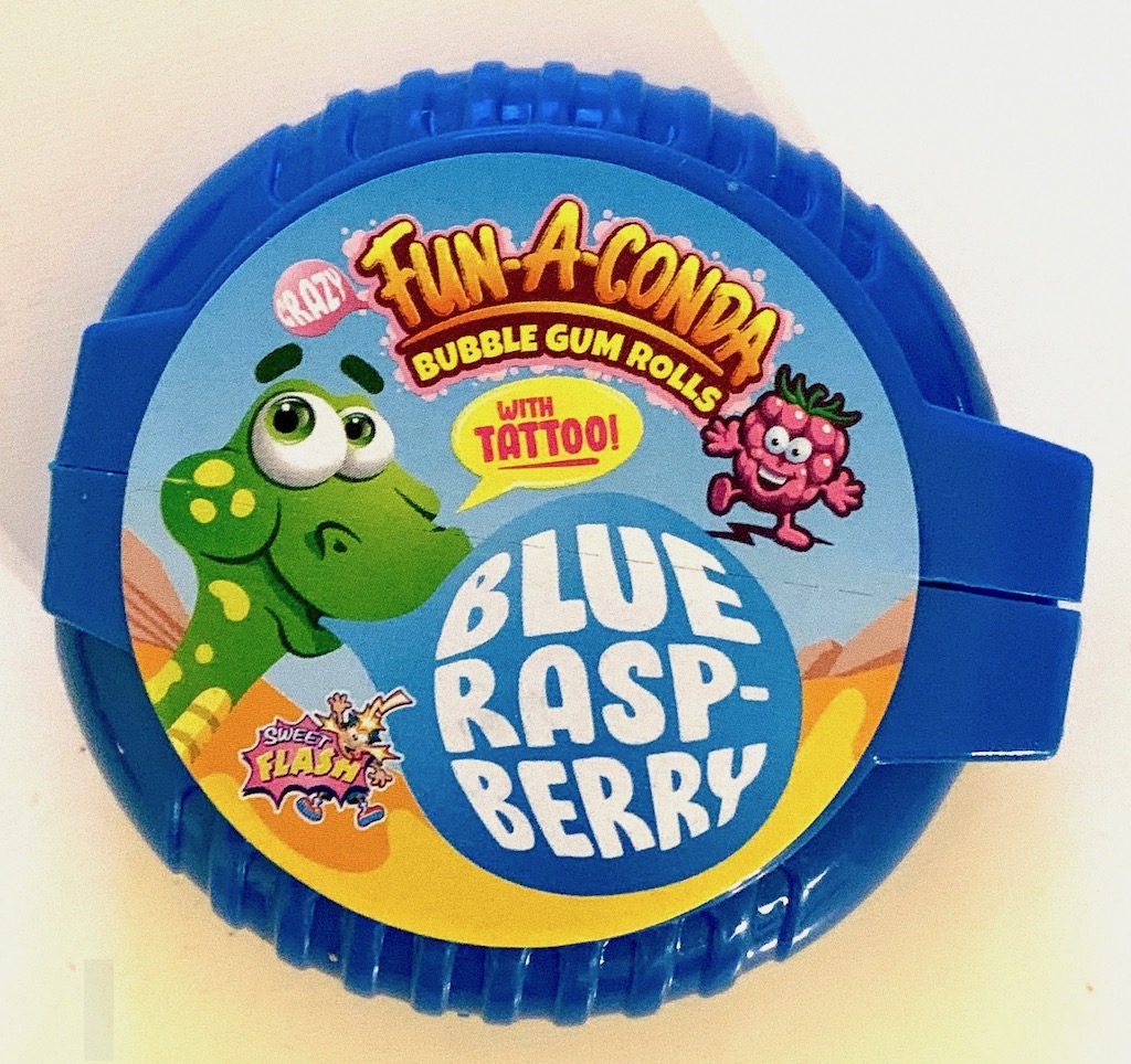 Fun-A-Conda Bubble Gum Rolls Blue Raspberry with Tattoo - naschkater ...