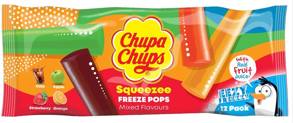 Chupa Chups Squeezee Freeze Pops Cola-Apple_Strawberry_Orange 12er ...