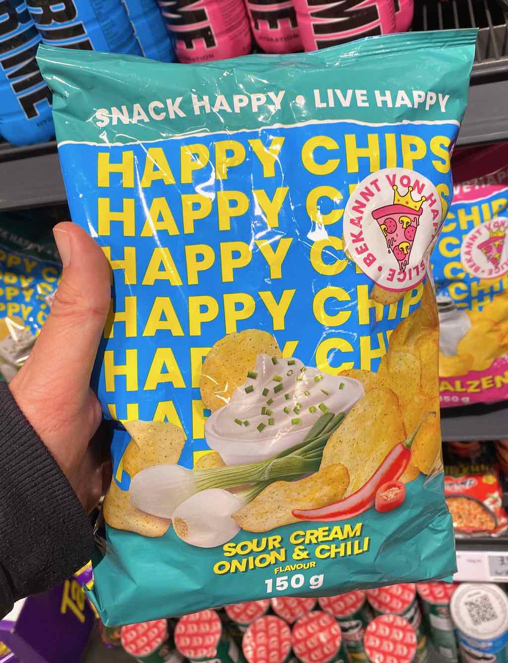 Happy Chips Sourcream Onion +Chili 150G 2024 - naschkater.com - das Süßigkeiten-Marketing-Blog